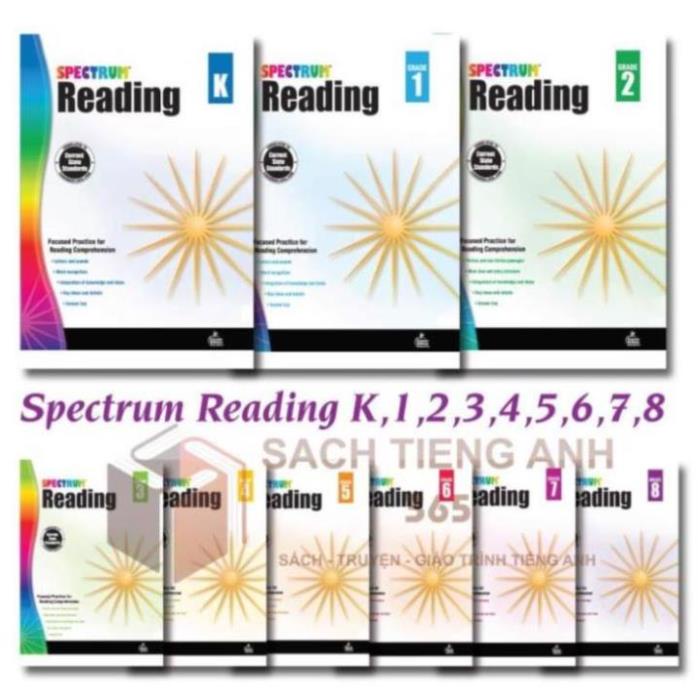[ Luyện Đọc ] Spectrum - Reading - Grade K,1,2,3,4,5,6,7,8 - Khổ A4 in ...
