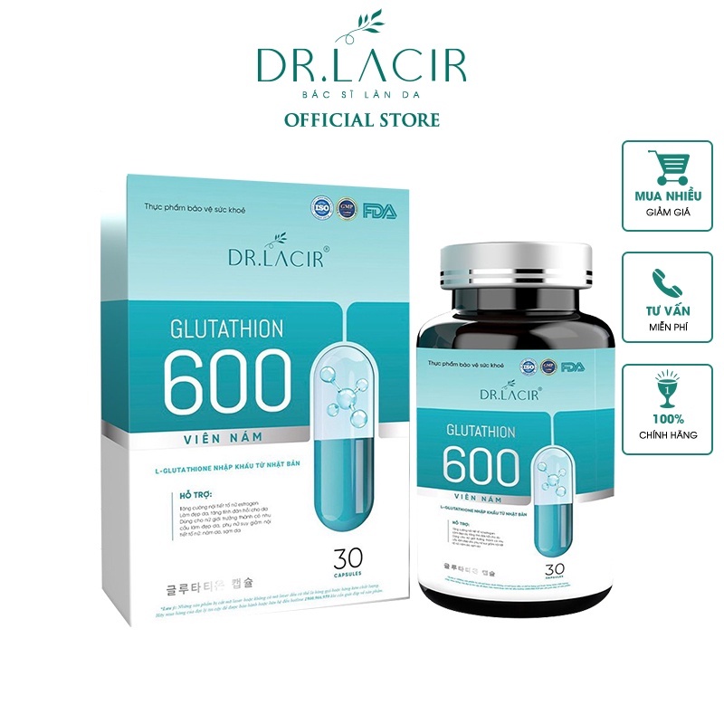 [Laco- Chính Hãng] Viên uống trắng da ngừa nám DR.LACIR glutathione 600 hộp 30 viên DR22 ...