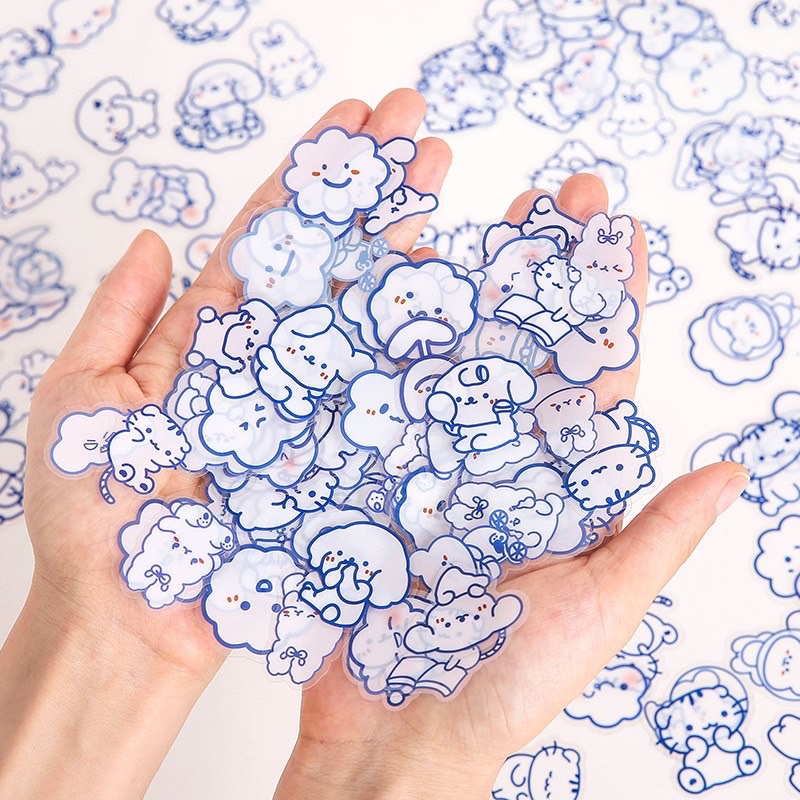 set 10 sticker hình trắng viền xanh | Shopee Việt Nam
