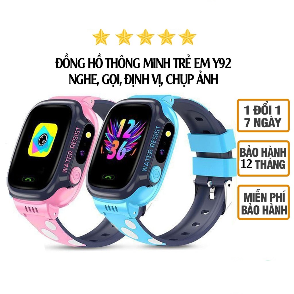 Đồng hồ thông minh trẻ em Y92 định vị cảm ứng chống nước lắp sim nghe gọi 2 chiều có Tiếng Việt ...