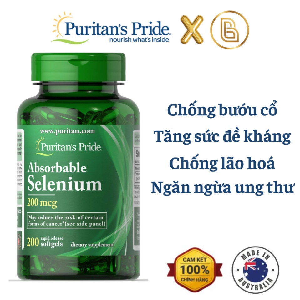 Viên uống Puritan's Pride Absorbable Selenium 200mcg 100 viên hỗ trợ ...