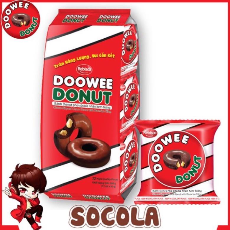 Bánh Donut Phủ Socola Nhân Kem Trứng Gói 360g | Shopee Việt Nam