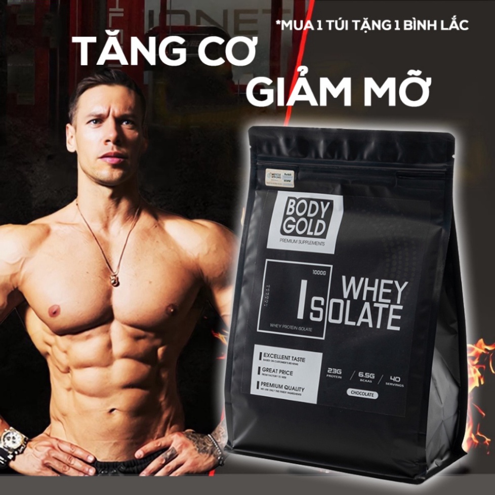 Sữa Tăng Cơ Giảm mỡ [ TẶNG BÌNH SHAKER] Whey Isolate Body Gold Túi 1KG ...