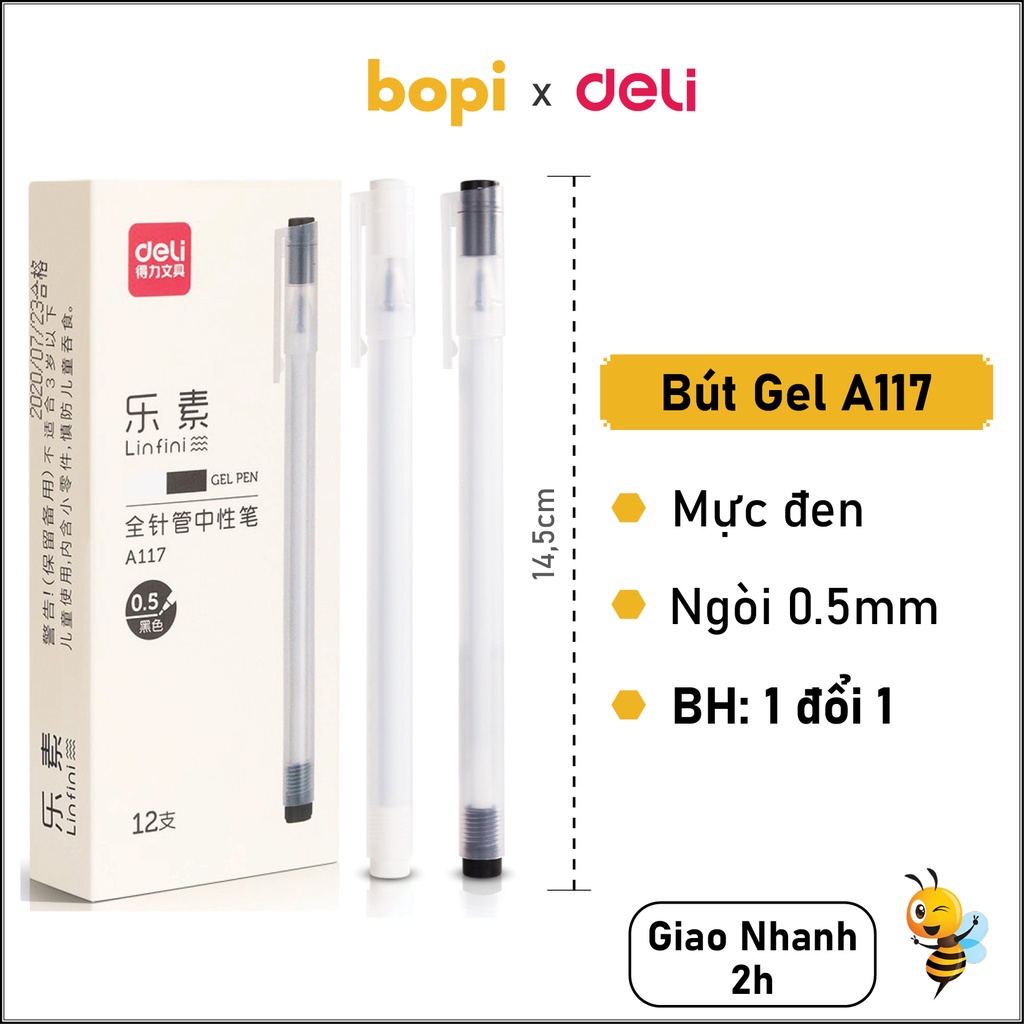 Bút gel Deli mực đen 0.5mm mã A117 | Shopee Việt Nam