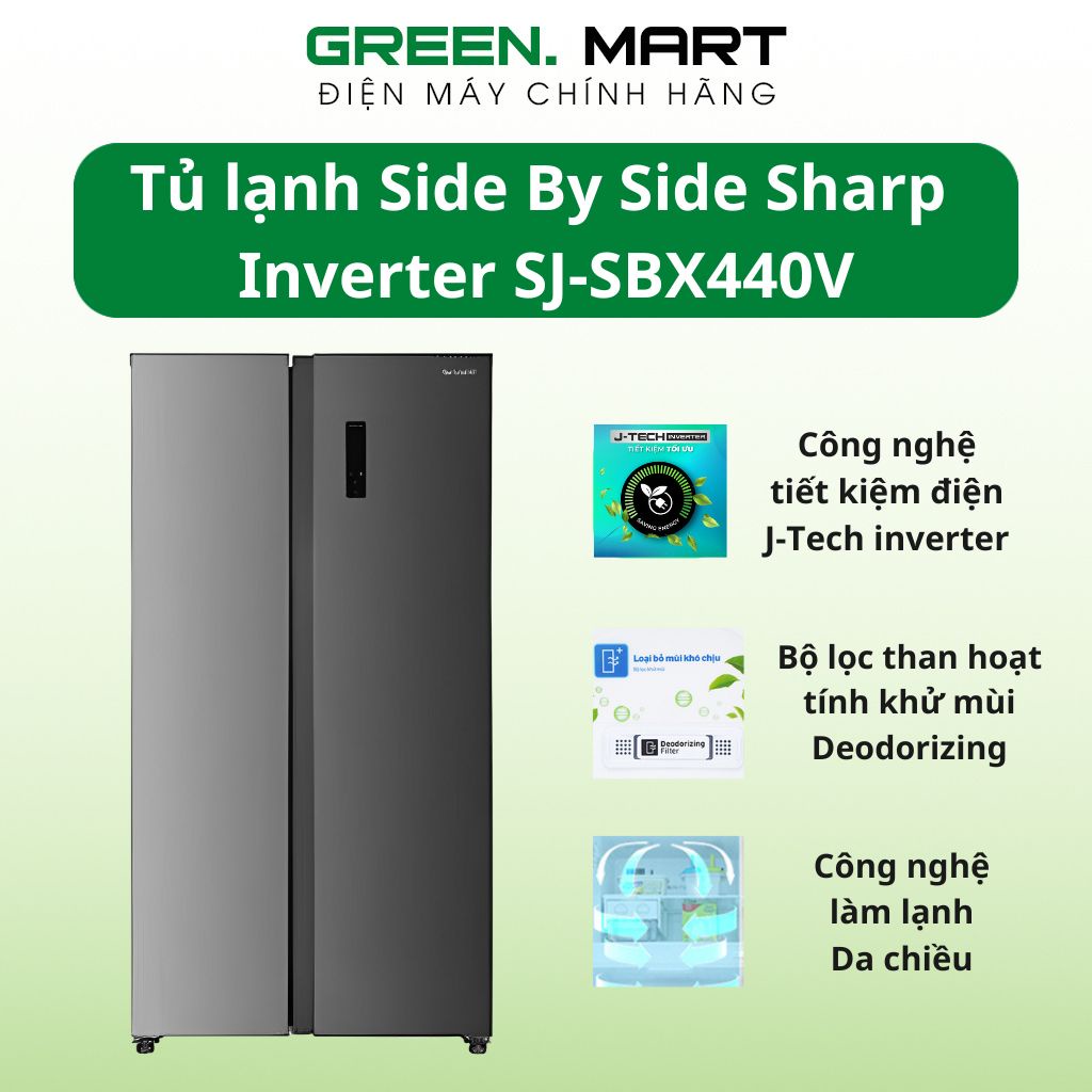 Tủ lạnh Sharp Inverter SJ-SBX440V-SL | SBX440V-DS 442 Lít | Chế độ Eco ...