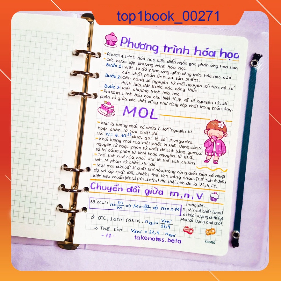 Sổ tay chép sẵn môn học Take Note Beta, toán học, vật lý, hóa học, văn ...