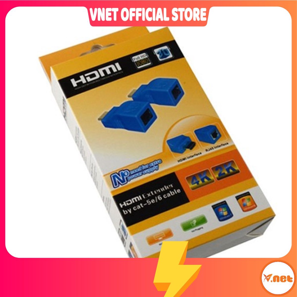 Bộ chuyển đổi HDMI to Lan 30m - Bộ kéo dài HDMI qua mạng Lan chất lượng cao - HDMI sang Internet ...