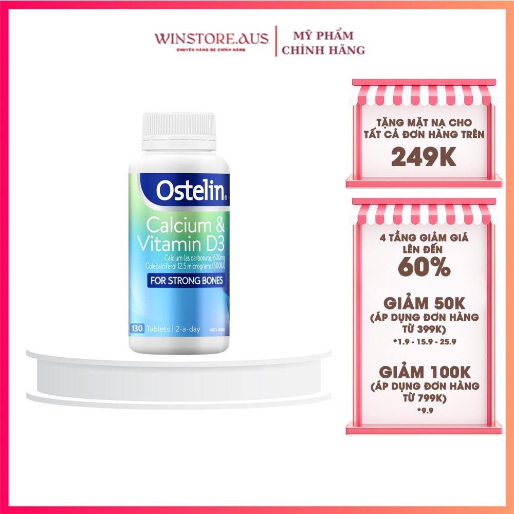 Viên Uống Bổ Sung Canxi Ostelin Calcium & Vitamin D3 130 Viên Chính Hãng | Shopee Việt Nam