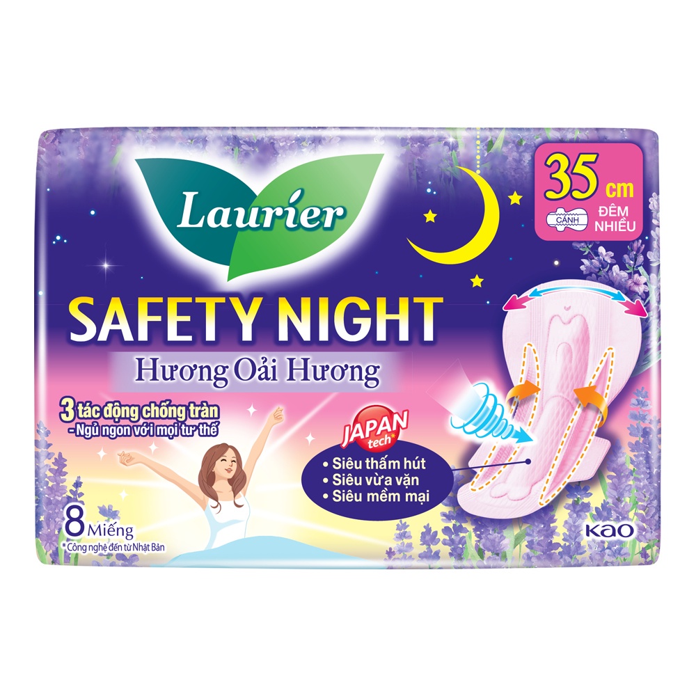 Băng vệ sinh Laurier Safety Night Đêm Siêu An Toàn 35 cm 8 miếng Hương ...