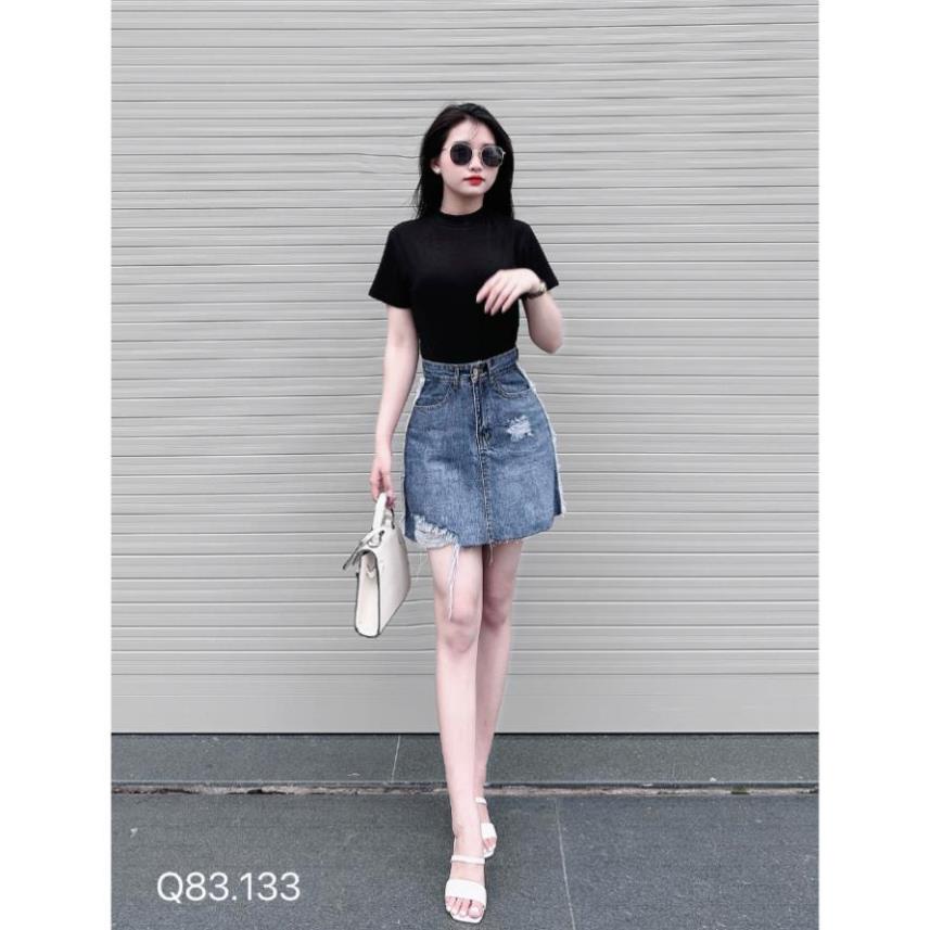 Chân váy jean chữ a THCLOTHES váy ngắn cạp cao bóp eo thon gọn tôn dáng trẻ trung cá tính cv bò ...