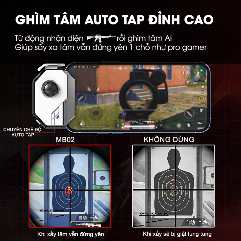 Tay cầm chơi game điện thoại MEMO MB02 joystick giúp ghìm tâm auto tap macro combo liên quân ...