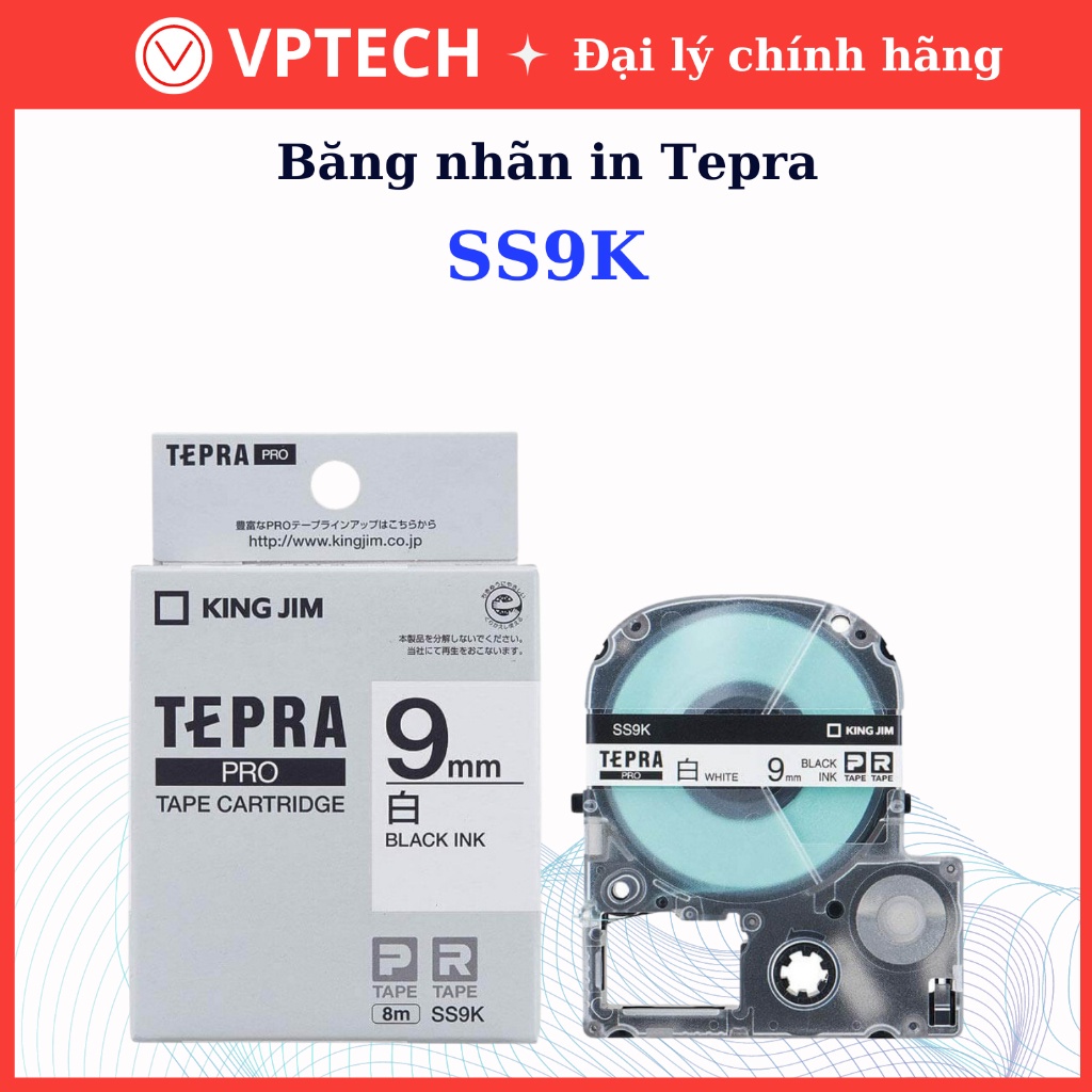Băng nhãn in Tepra SS9K (chữ đen nền trắng 9mm) - Hàng chính hãng Tepra | Shopee Việt Nam