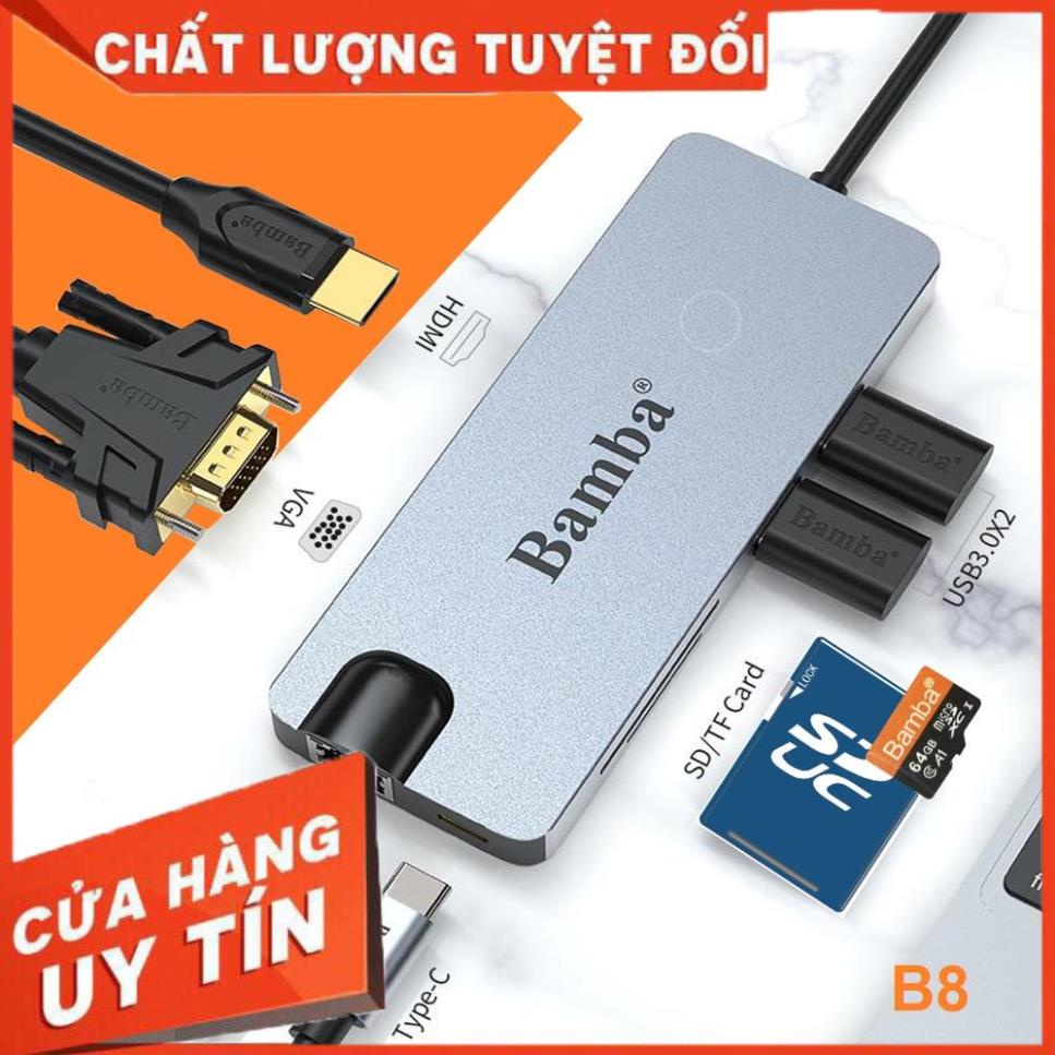 Hcm Hub ChuyỂn Usb Type C Ra 2 Usb 3 0 2 ĐỌc ThẺ 1hdmi 1 Vga 1rj45