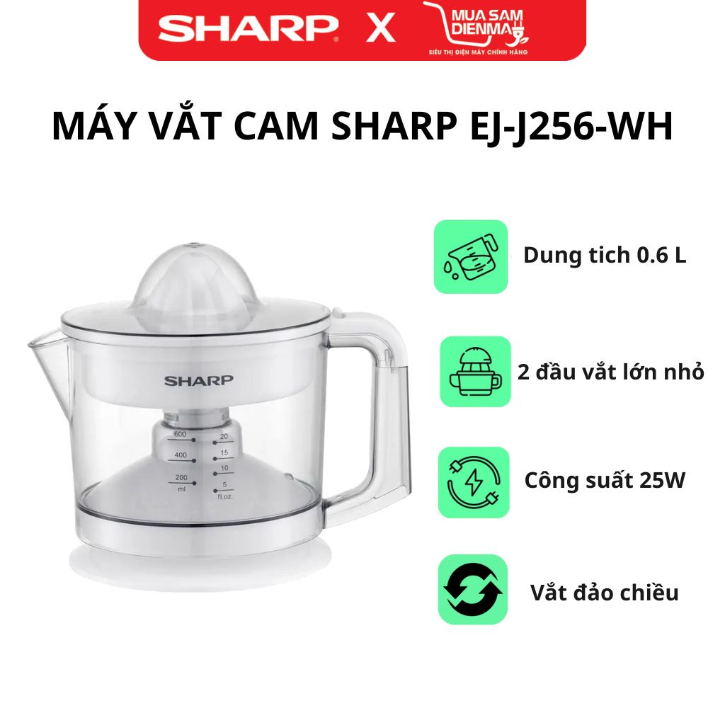 Máy Vắt Cam Sharp EJ-J415 | Máy ép cam EJ-J256-WH màu trắng 2023 Hàng Chính Hãng Bảo Hành 12 ...
