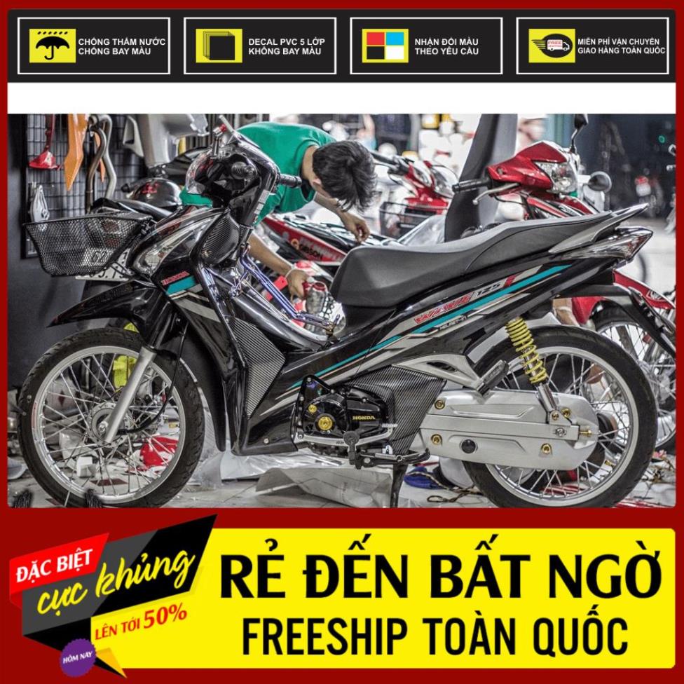 Tem rời Wave 125 i xanh bạc cho Future đen | Shopee Việt Nam
