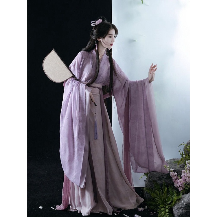 Bộ Hán Phục Trung Hoa Cổ Chéo Tay Rộng In Họa Tiết 9.8 & shiye half wei ...