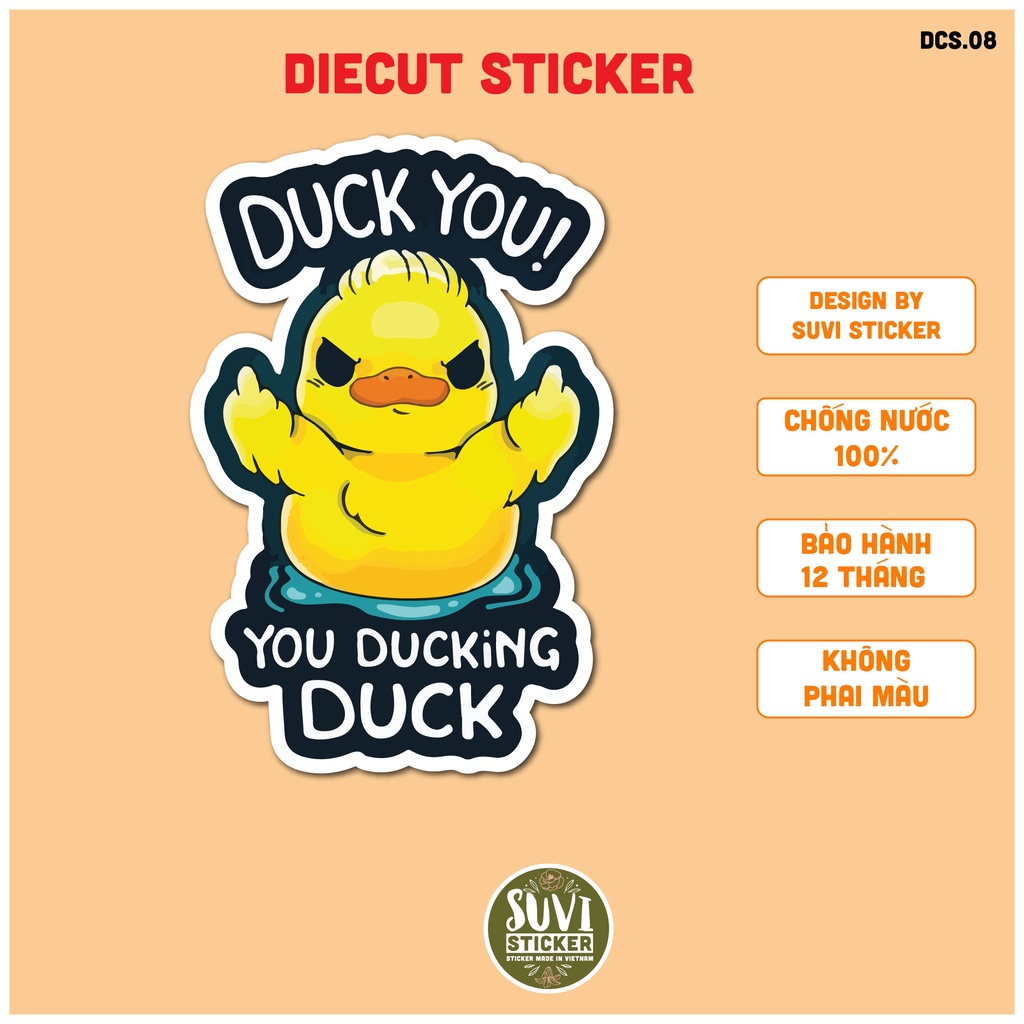 DCS.08 Sticker Diecut Cắt Rời Duck Duck chống nước dán macbook, laptop ...