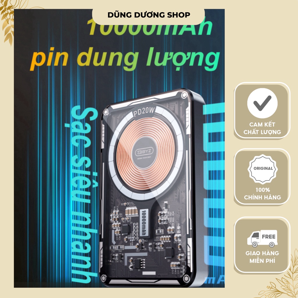 Dự Phòng sạc không dây Sạc Nhanh 15W BYZ W87 10000 mAh PD 20W Sạc Nhanh ...