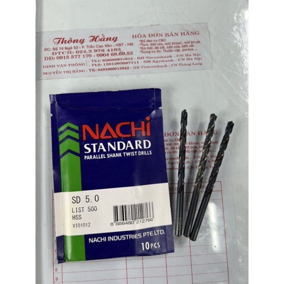 (Chính hãng) Khoan Nachi chuyên thép List 500 từ phi 4,1 đến 5mm đồng giá 40k/ chiếc. Hàng chất ...