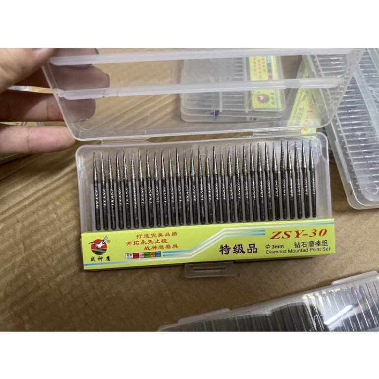 Bộ mũi mài kim cương Đài Loan 30 cái giông nhau trụ, tròn, nhọn hiệu ZSY-30 | Shopee Việt Nam