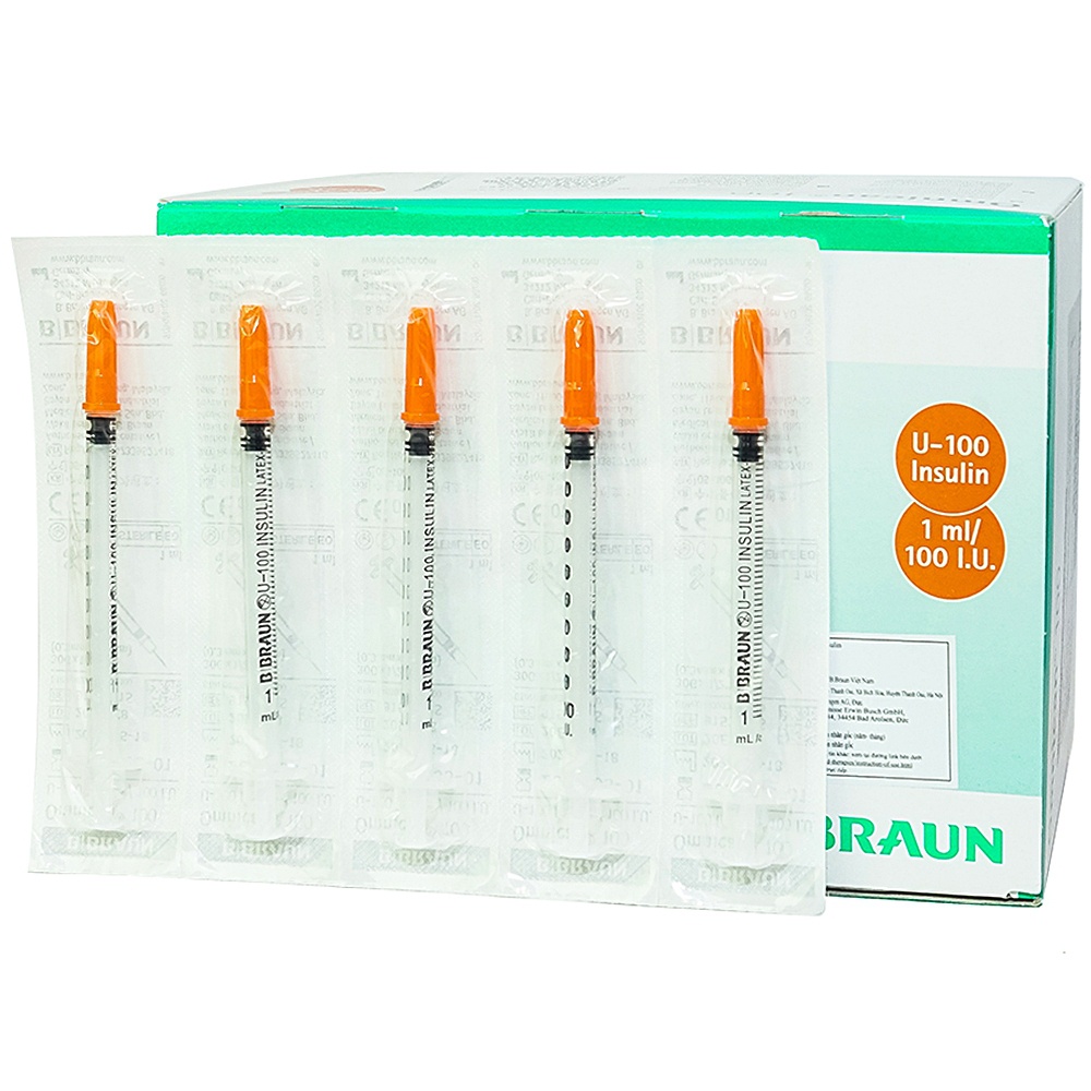 Kim Tiểu Đường bẻ được đầu 1ml B-Braun 30G bẻ được đầu, 100UI nắp cam ...