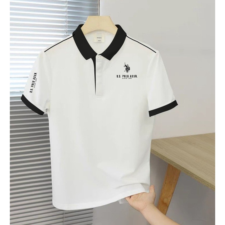 Áo Polo Nam màu Trắng phối viền đen POLOB&W áo thun có cổ Polo lịch lãm ...