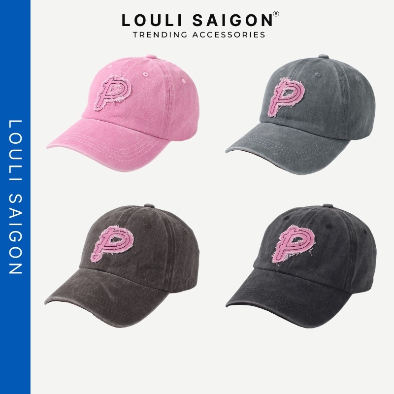 Mũ lưỡi trai LOULI SAIGON thêu chữ P form mềm, nón lưỡi trai nam nữ ...
