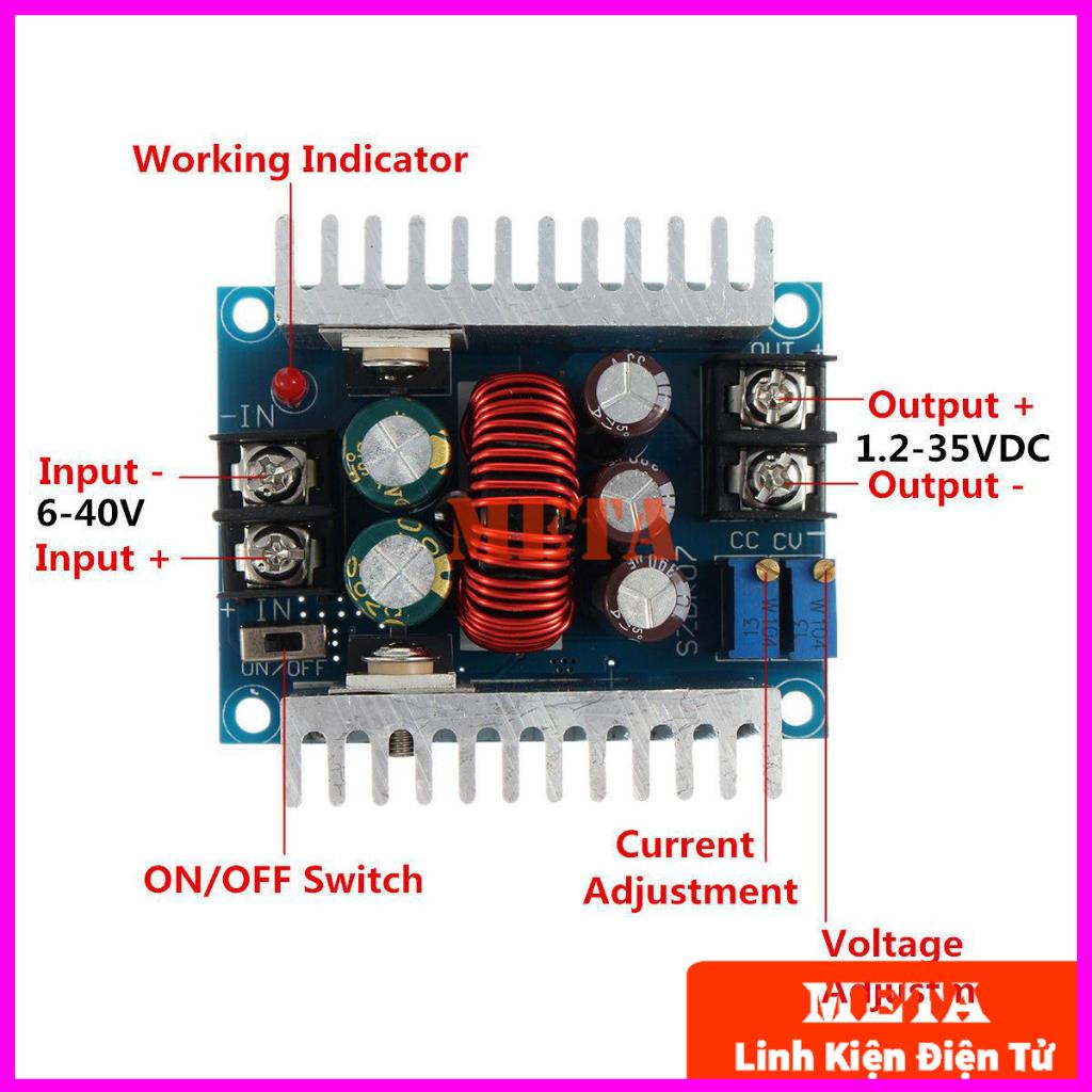 Mạch hạ áp - giảm áp 300W 20A Module buck DC DC 6-40V xuống 1.2-36V ...