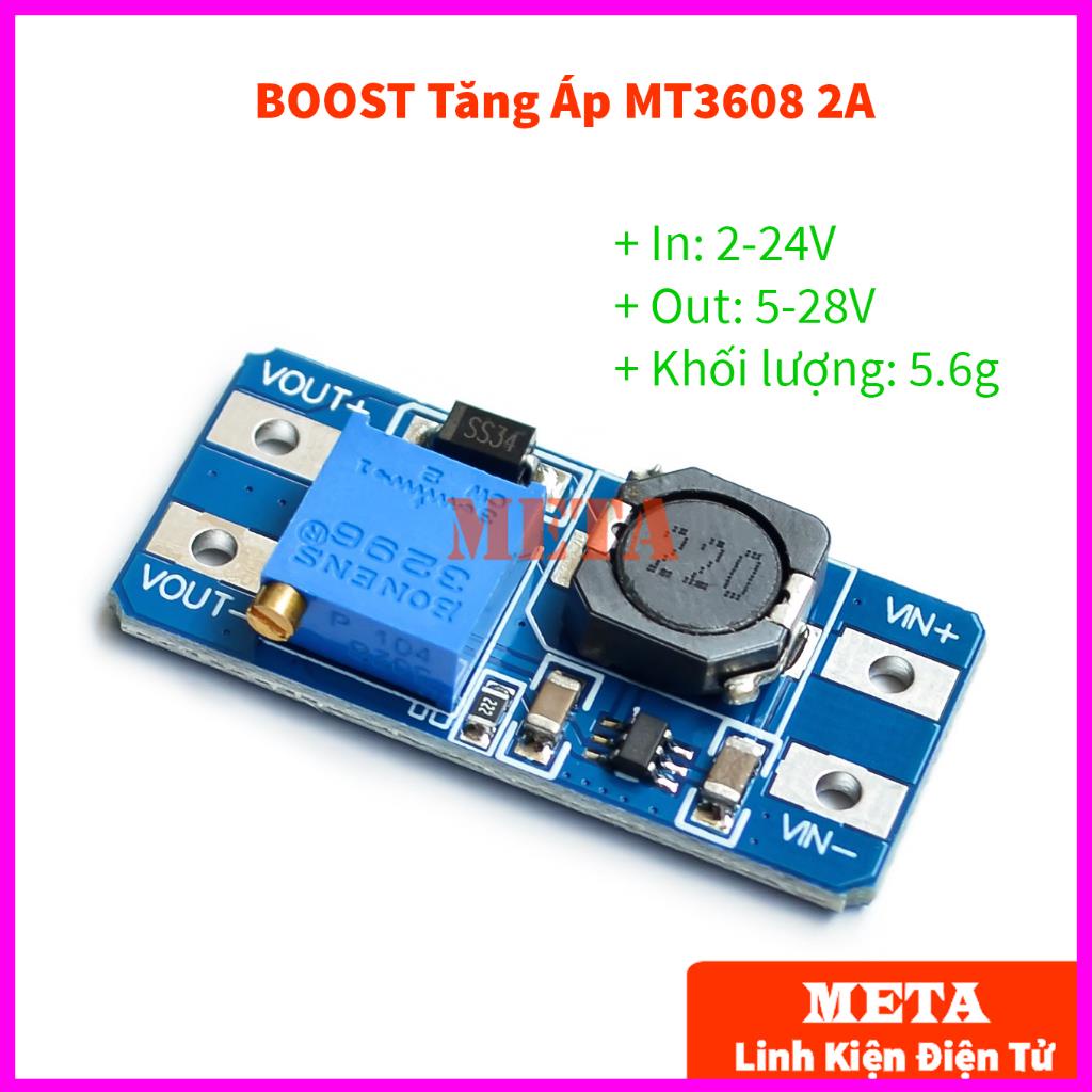 Mạch BOOST Tăng Áp MT3608 2A DC-DC - Điện Áp Vào 2V-24V Cho Ra 5V-28V | Shopee Việt Nam