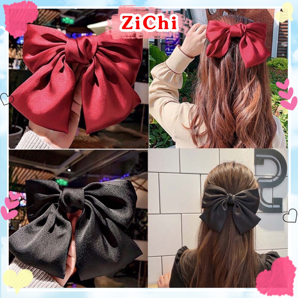 Kẹp tóc nơ bản to xinh xắn dễ thương phong cách Hàn Quốc dành cho nữ ZICHI NO18 | Shopee Việt Nam
