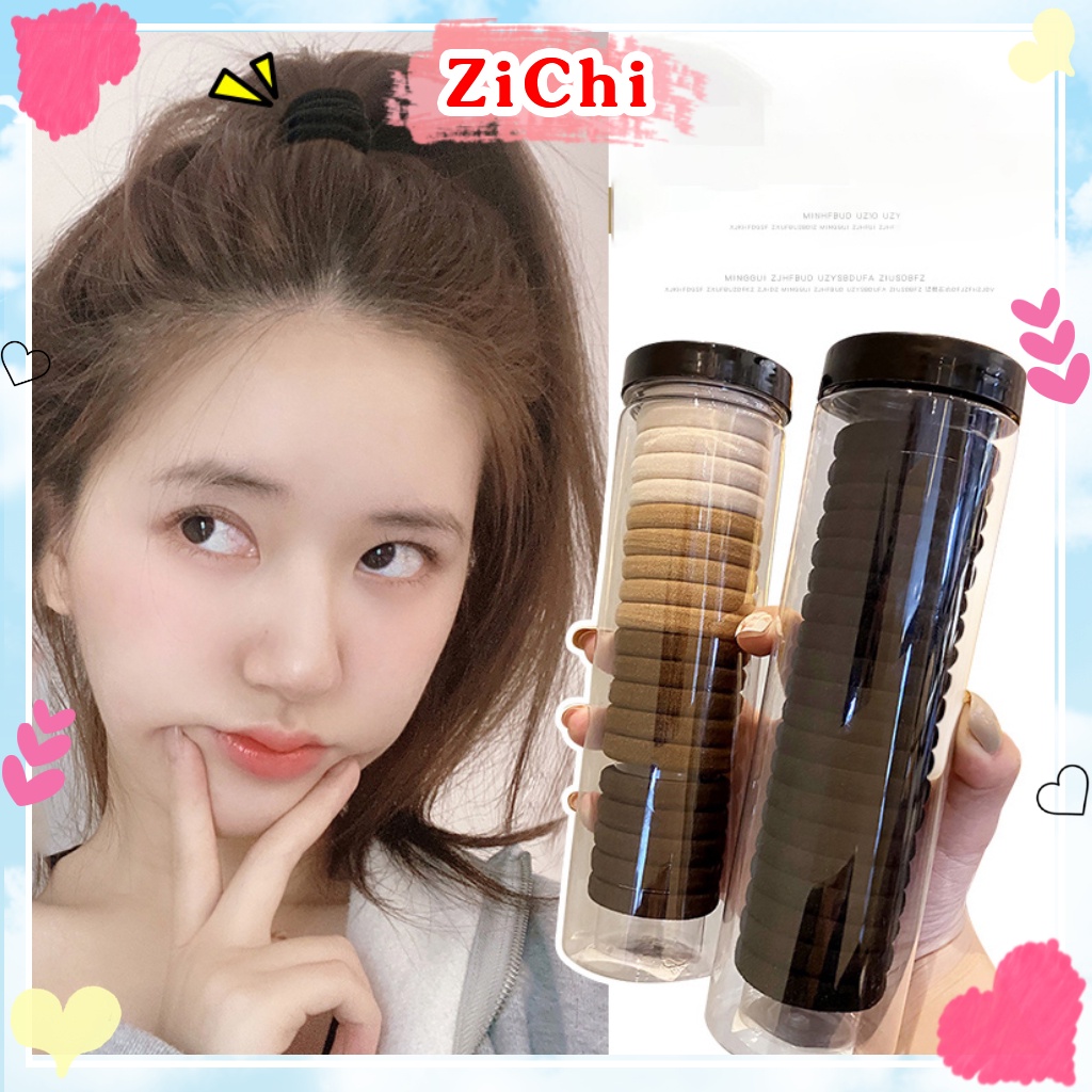 Thun cột tóc ống 20 cái đủ màu, hộp thun 1000c siêu cute dành cho nữ ZICHI | Shopee Việt Nam