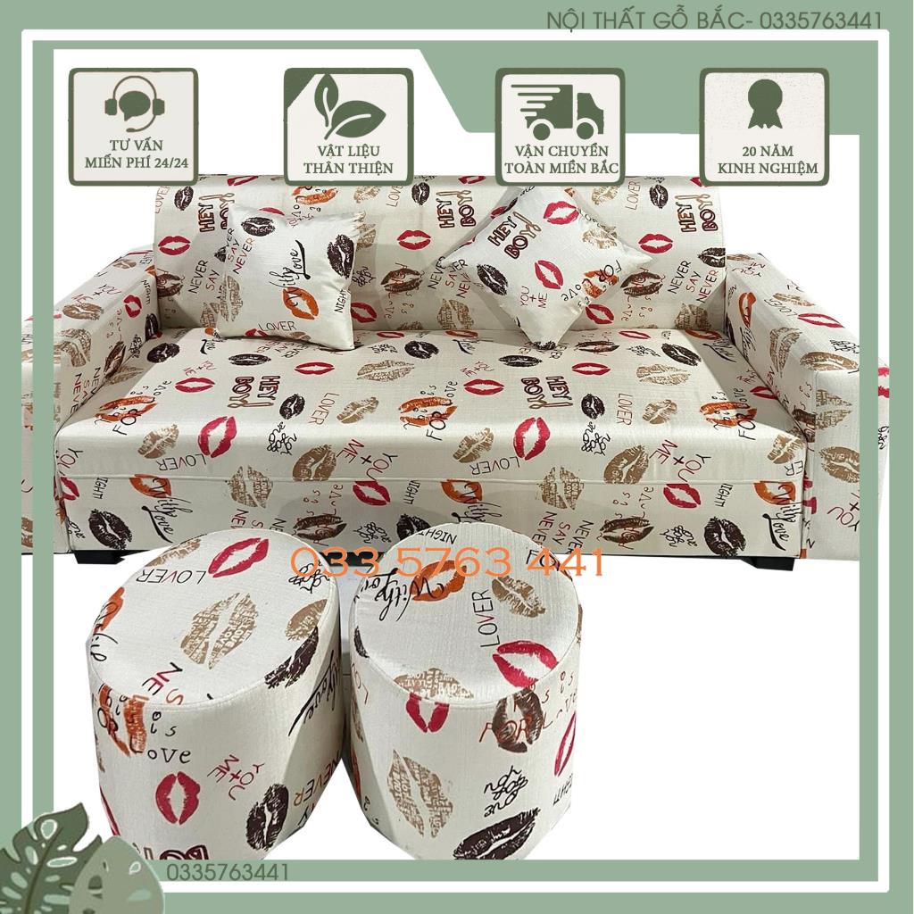 Rẻ vô địch - chọn bộ ghế sofa bọc nỉ màu sắc bắt mắt kèm gối và đôn ...