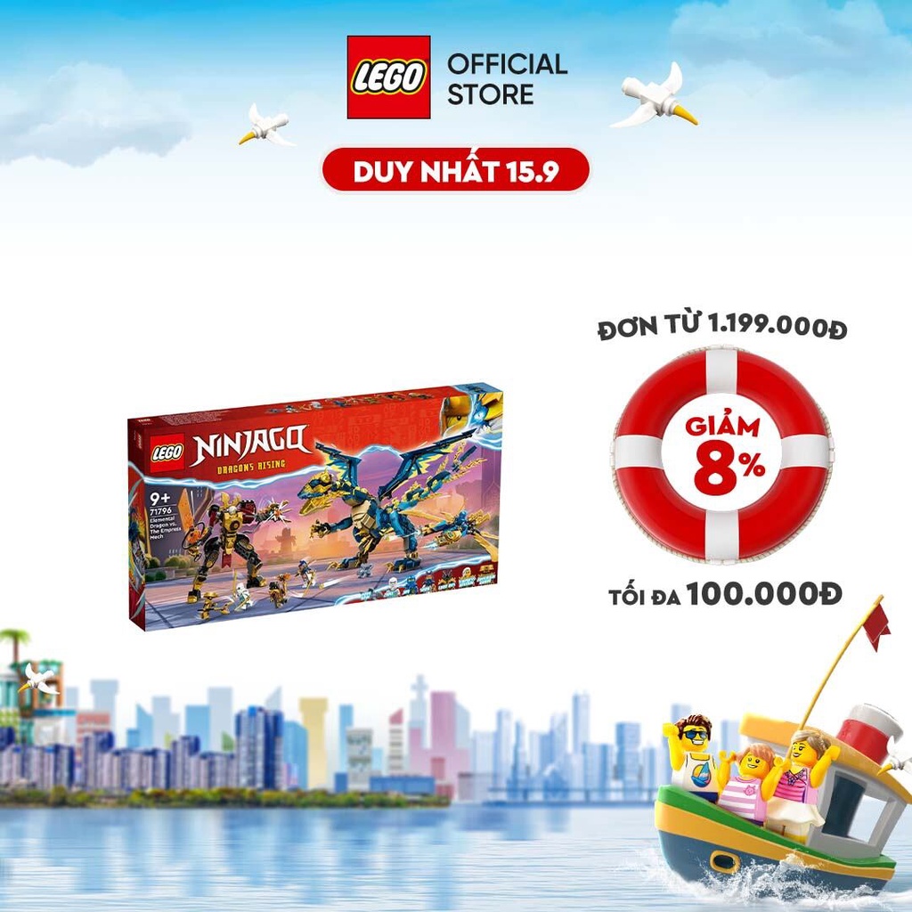 LEGO Ninjago 71796 Đồ chơi lắp ráp Rồng nguyên tố đối đầu chiến giáp đế vương (1,038 chi tiết ...
