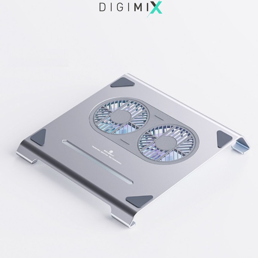 DIGIMIX | Giá Đỡ Laptop Macbook Nhôm 2 Quạt Tản Nhiệt LED Kê Đỡ Máy Tính 11 inch -16 inch Cao ...