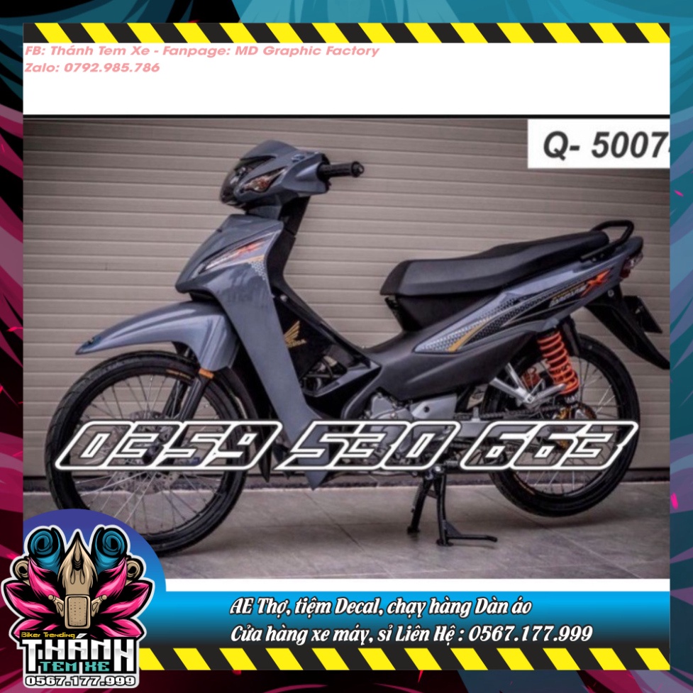 Tem Wave A 2017 110 - mẫu X rời dán xe xám xi măng [TTX] | Shopee Việt Nam