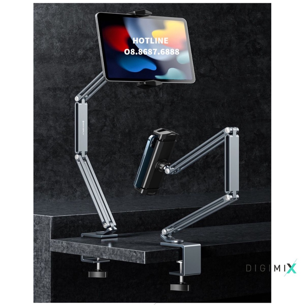 Digimix - P60 plus, P60 Arm nâng hạ ipad, tablet cao cấp kẹp cạnh bàn ...