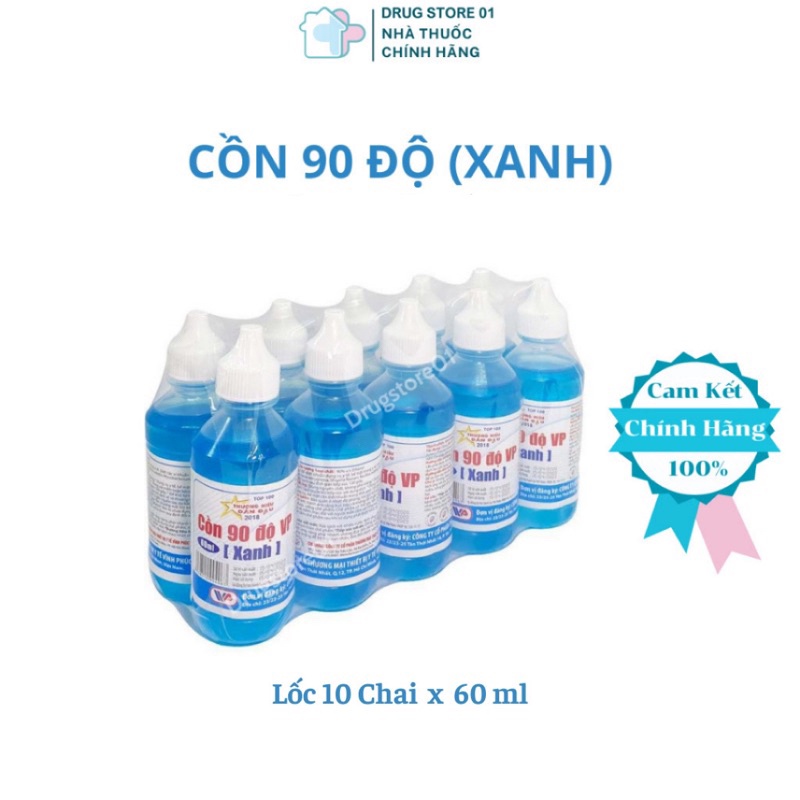 Cồn xanh 90 độ Vĩnh Phúc - Lốc 10 Chai 60ml | Shopee Việt Nam
