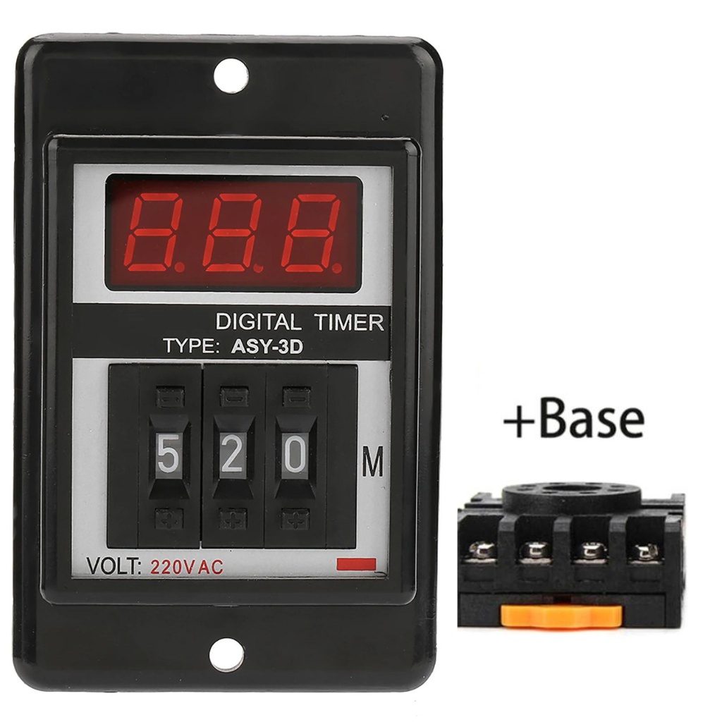 Timer ASY-3D điện tử hiển thị 3 số, công tắc thời gian có tai 8 chân tròn điện áp 220VAC tặng ...