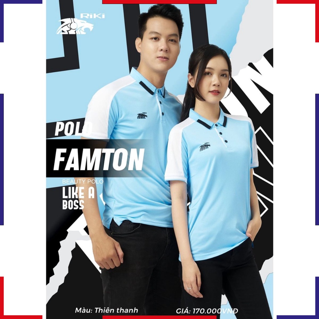 Áo polo nam nữ Riki Famton, áo thun có cổ tay ngắn phong cách thể thao ...