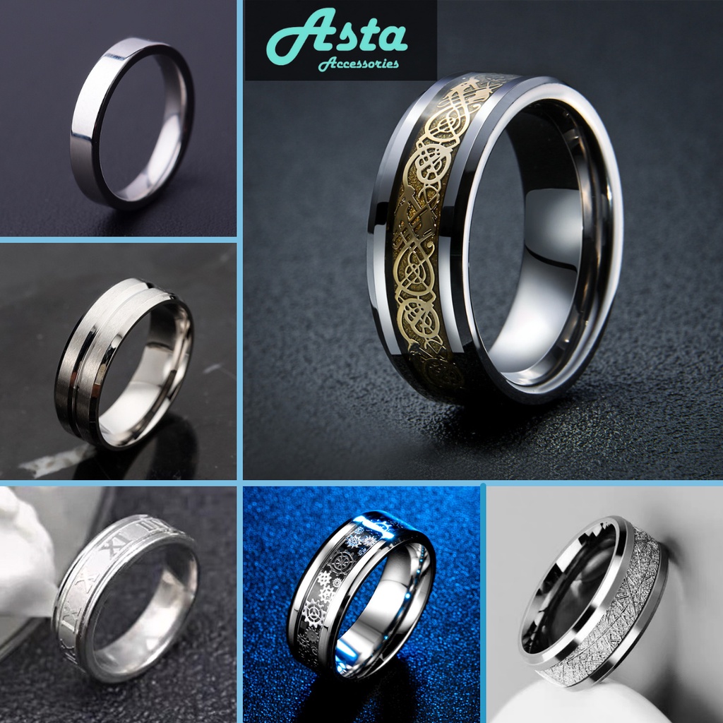 Nhẫn titan nam nữ unisex trơn Asta basic thời trang phong cách Hàn Quốc ...