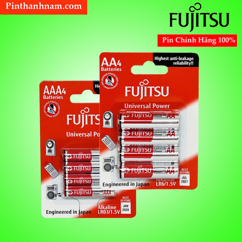 Vỉ 4 Viên Pin AA , Pin AAA FUJITSU 1,5V Siêu Bền - Hàng Chính Hãng ...