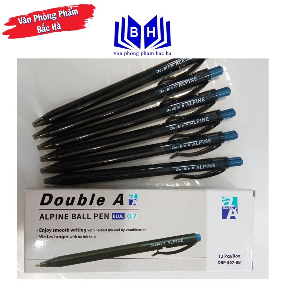 Combo 5 Bút Bi Alpine Double A - Mực xanh ngòi 0.7mm | Shopee Việt Nam