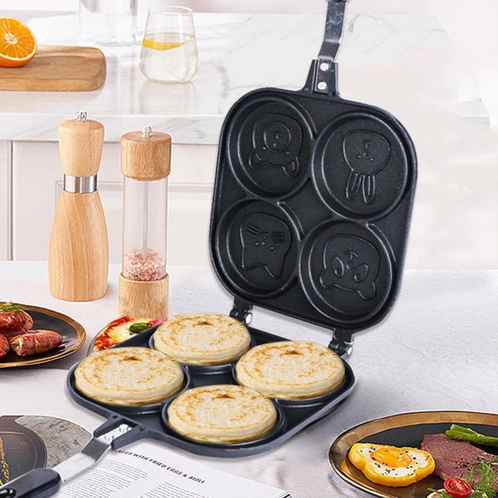 Chảo nướng Bánh Trứng Burger 4 lỗ phim hoạt hình 2 mặt 40*18.3*3 cm ...