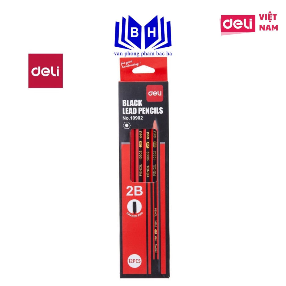 Combo 6 - 12 chiếc Bút chì DeLi 2B E10902 ( 10902 ) - thân lục giác ...
