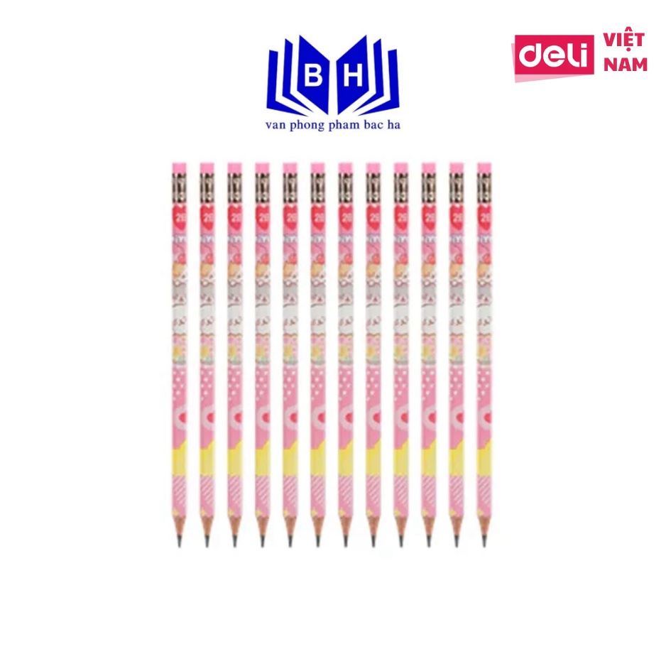 Combo 6 - 12 chiếc Bút chì lục giác 2B hình mèo đẹp đẽ Deli C012-2B ( EC012 ) | Shopee Việt Nam