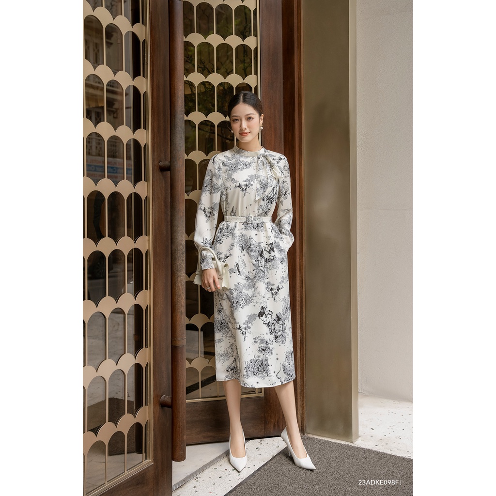 Đầm tay dài dáng dài, họa tiết Eva de Eva 23ADKE098F | Shopee Việt Nam