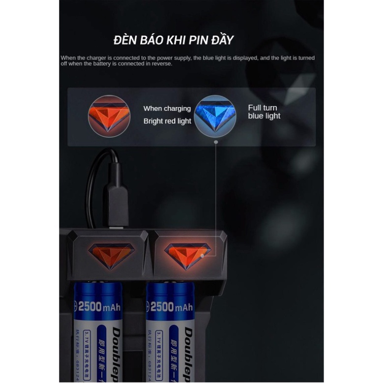Pin sạc 18650 3.7V 5500mWh Doublepow kèm sạc đa năng cho pin 26650 ...