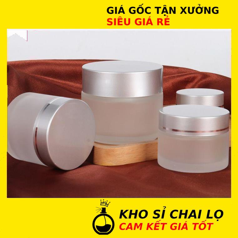 [KHO SỈ RẺ] Hũ Hộp Chiết Mỹ Phẩm Hũ Hộp Chiết Mỹ Phẩm Thủy Tinh Mờ Nắp Bạc 5g,10g,15g,20g,30g ...