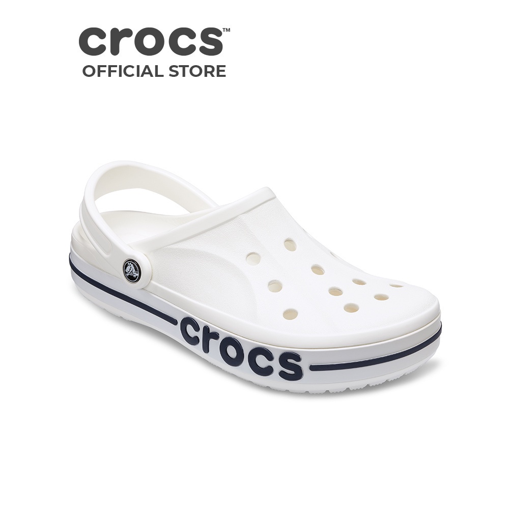 Giày Clog Unisex Crocs Bayaband - White/Navy | Shopee Việt Nam