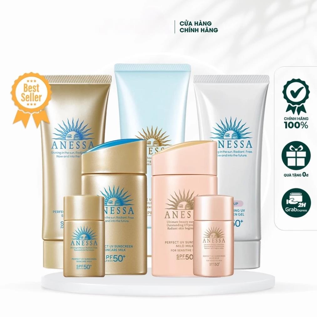 Kem Chống Nắng Anessa Perfect UV Sunscreen Skincare Milk + Gel SPF 50+ PA++++ (20ml/60ml/90g ...
